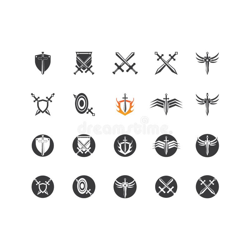 Black Sword War Defend Logo Vector Illustration Stock Illustration ...