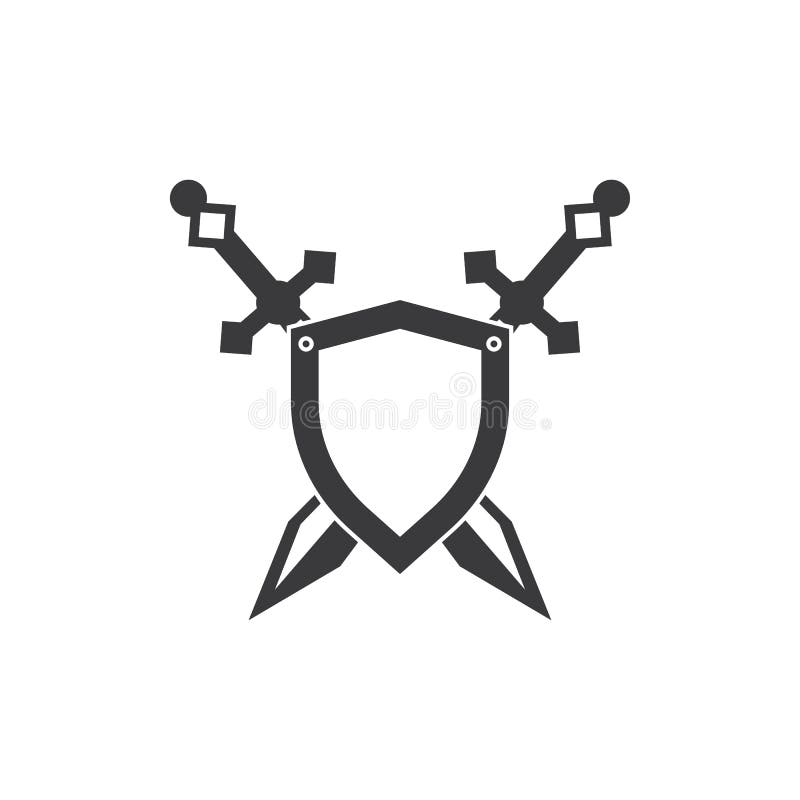 Black Sword War Defend Logo Vector Illustration Stock Illustration ...