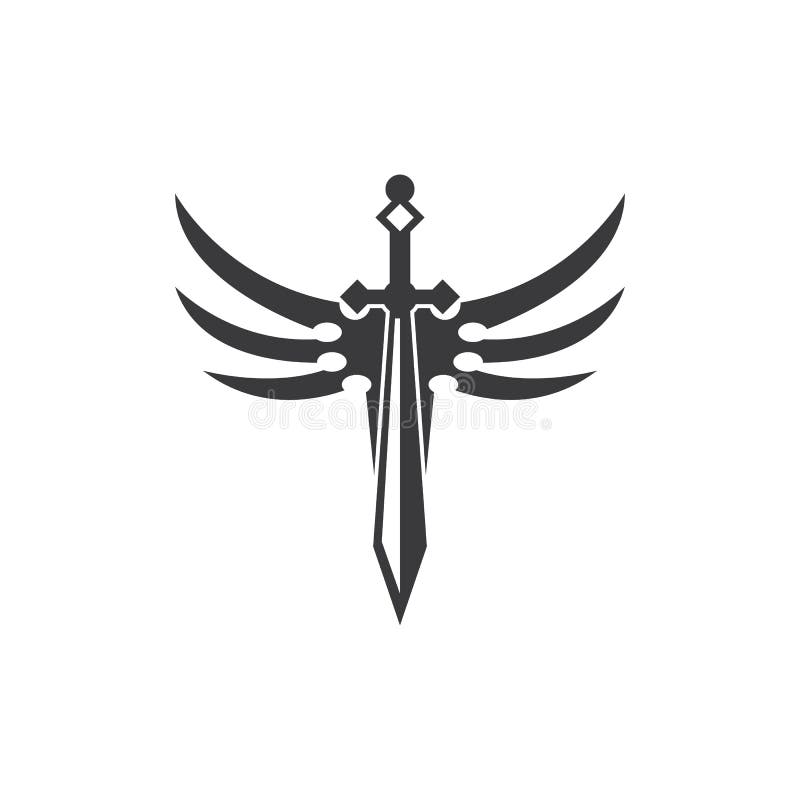 Black Sword War Defend Logo Vector Illustration Stock Illustration ...