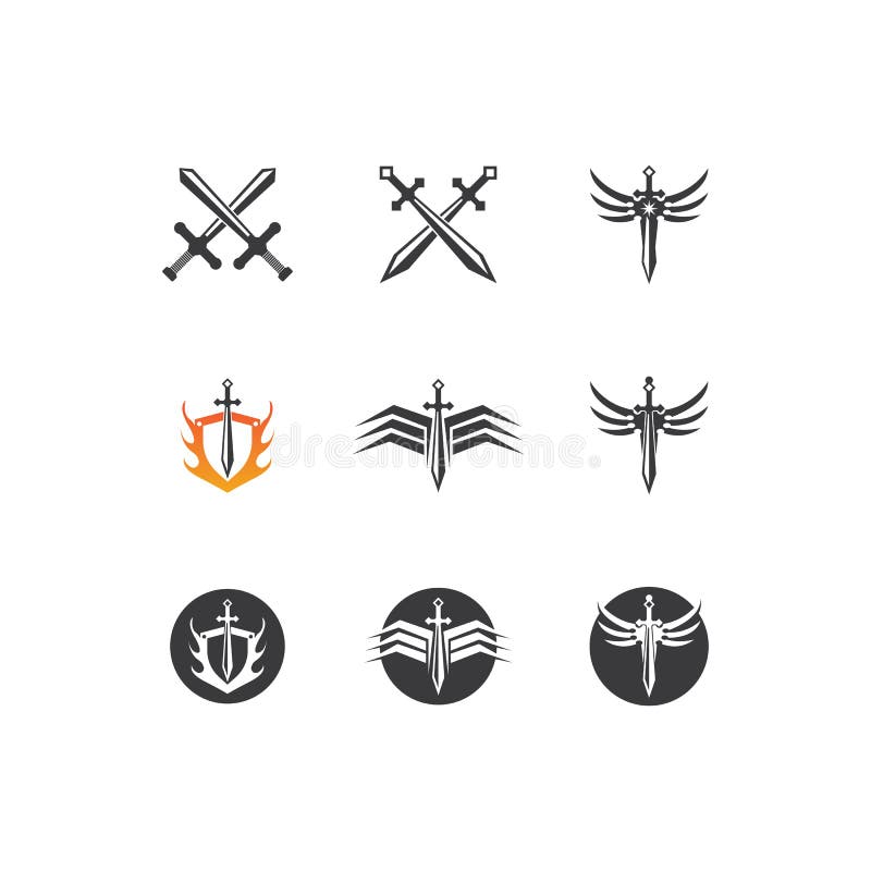 Black Sword War Defend Logo Vector Illustration Stock Illustration ...