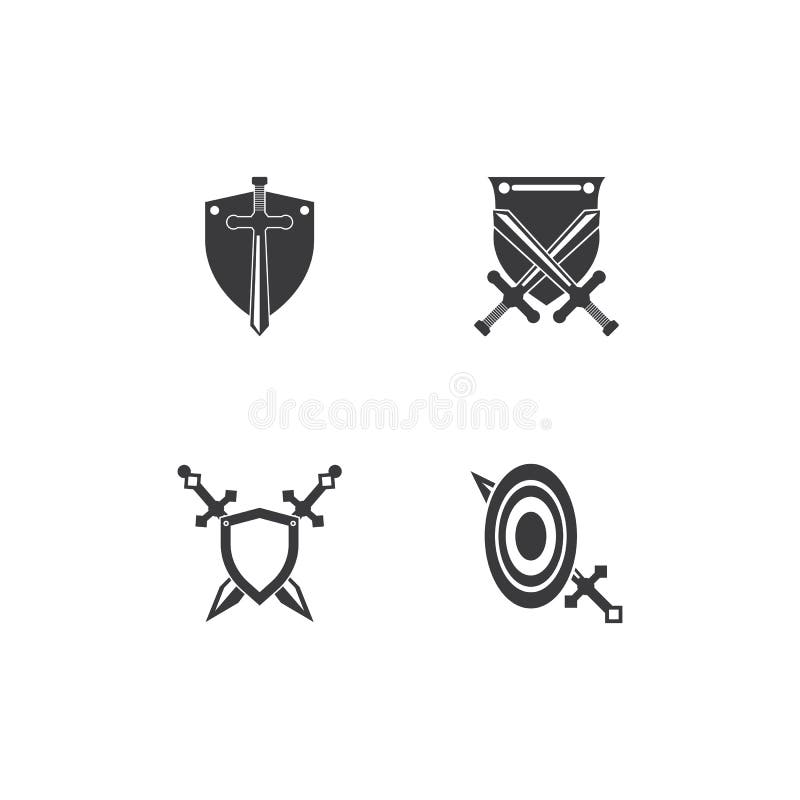 Black Sword War Defend Logo Vector Illustration Stock Illustration ...