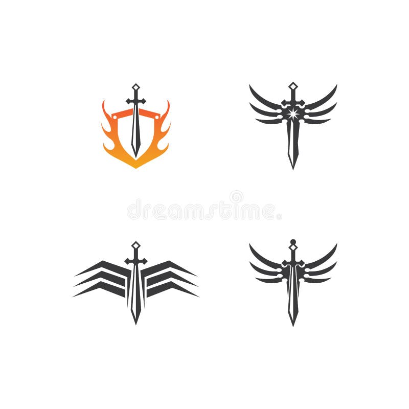 Black Sword War Defend Logo Vector Illustration Stock Illustration ...