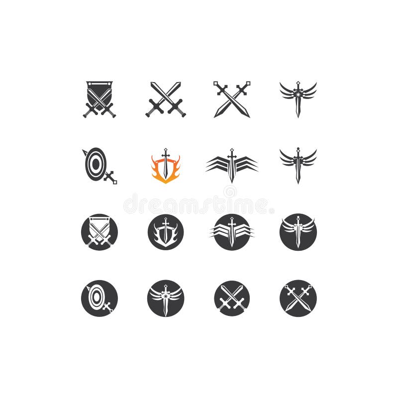 Black Sword War Defend Logo Vector Illustration Stock Illustration ...
