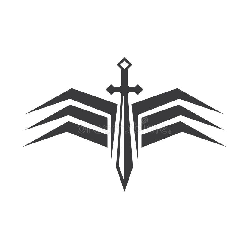 Black Sword War Defend Logo Vector Illustration Stock Illustration ...