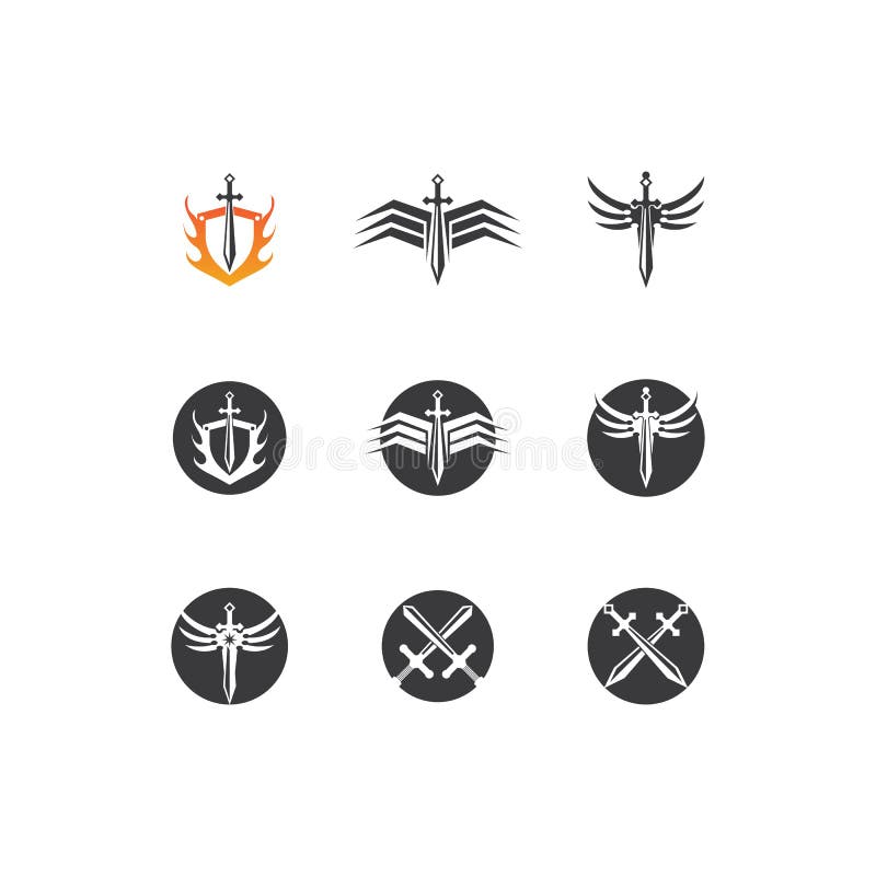 Black Sword War Defend Logo Vector Illustration Stock Illustration ...