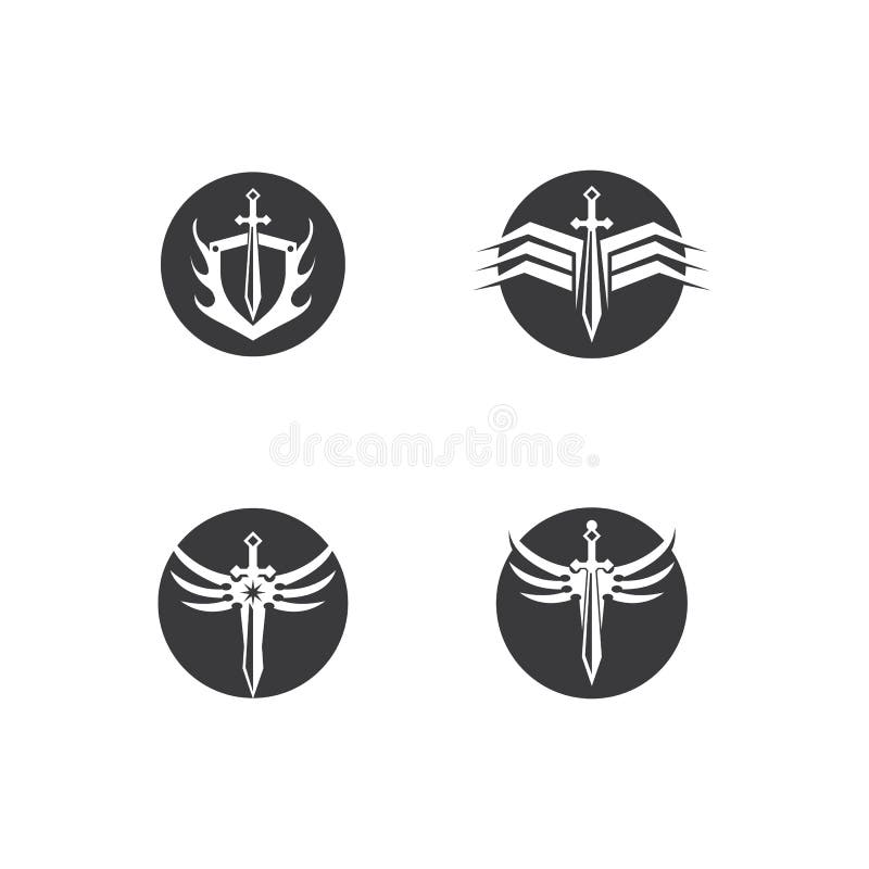 Black Sword War Defend Logo Vector Illustration Stock Illustration ...