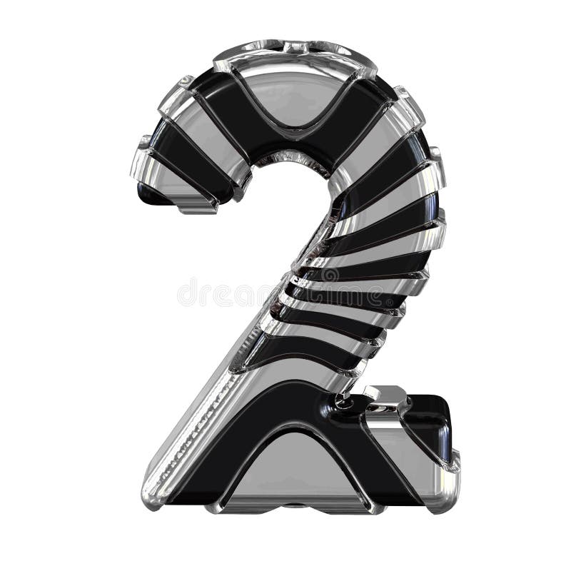 Black Symbol with Silver Straps. Number 2 Stock Vector - Illustration ...