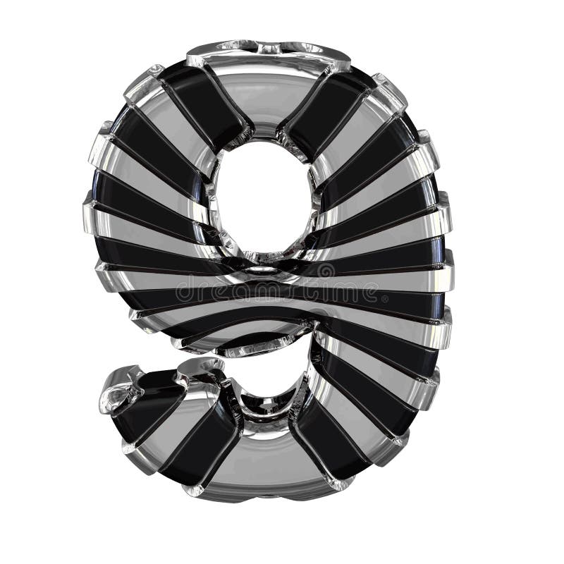 Black Symbol with Silver Straps. Number 9 Stock Vector - Illustration ...