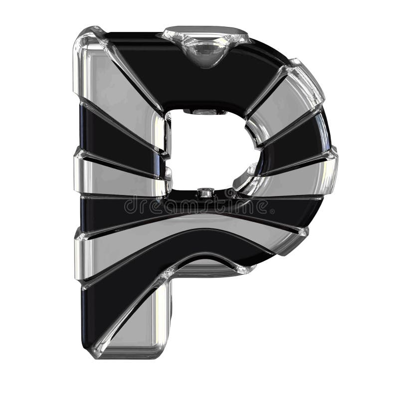 Black Symbol with Silver Straps. Letter P Stock Vector - Illustration ...