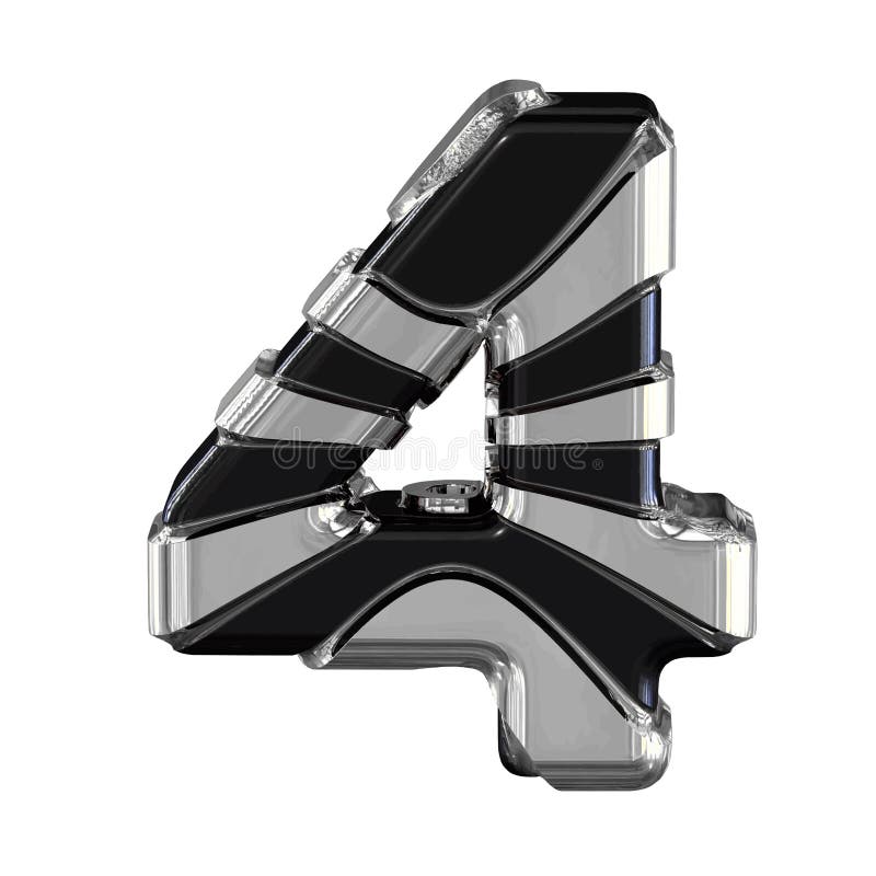 Black Symbol with Silver Straps. Number 4 Stock Vector - Illustration ...