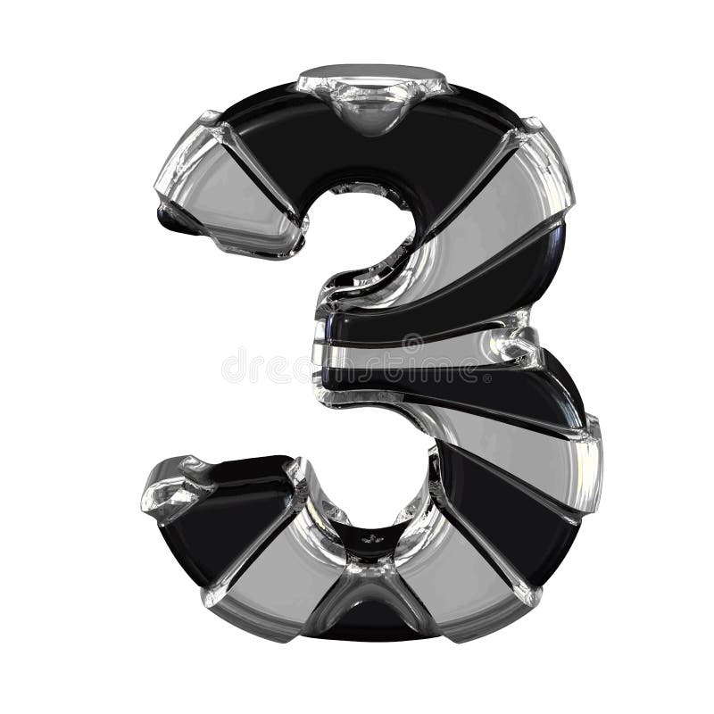 Black Symbol with Silver Straps. Number 3 Stock Vector - Illustration ...