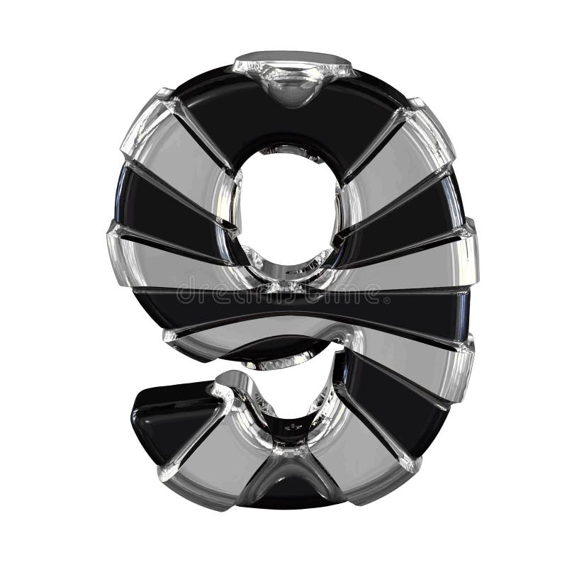 Black Symbol with Silver Straps. Number 9 Stock Vector - Illustration ...