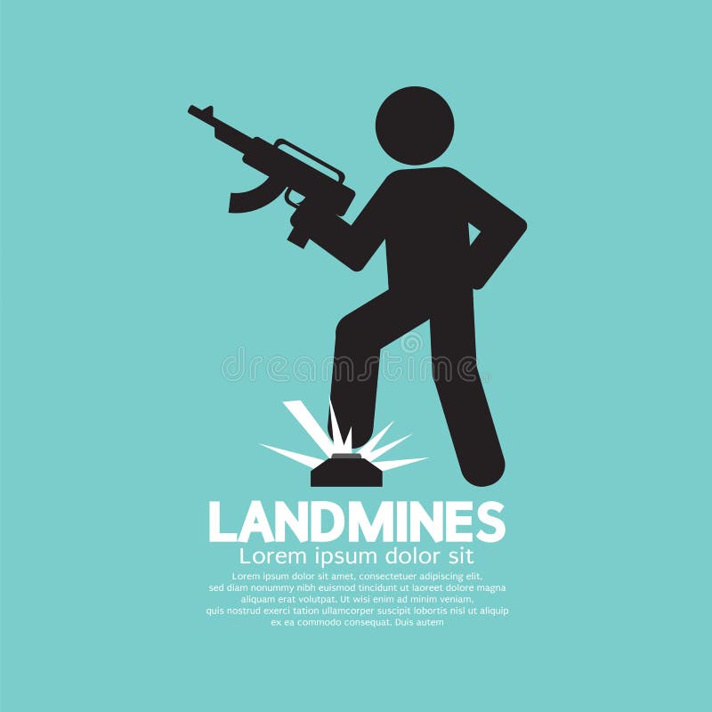 Black Symbol of a Soldier Step on Landmines Stock Vector - Illustration ...