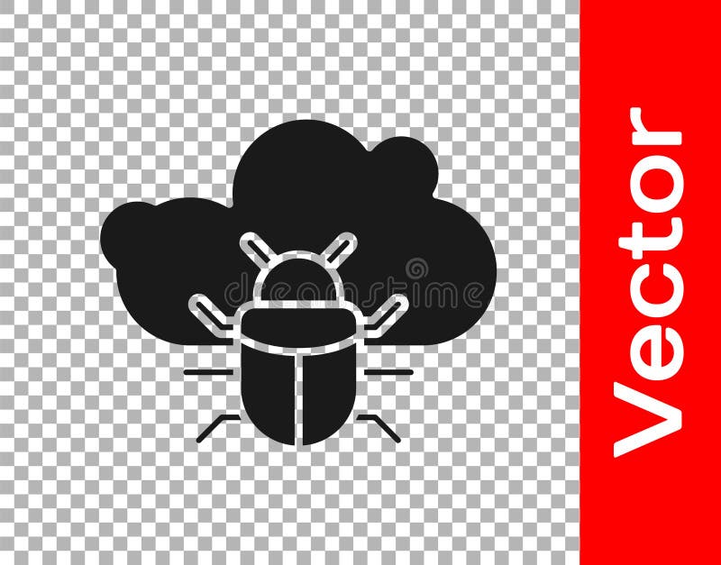 Black System Bug on Monitor Icon Isolated on White Background. Code Bug ...