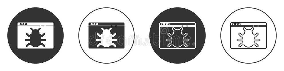 Black System Bug Concept Icon Isolated On White Background Code Bug Concept Bug In The System