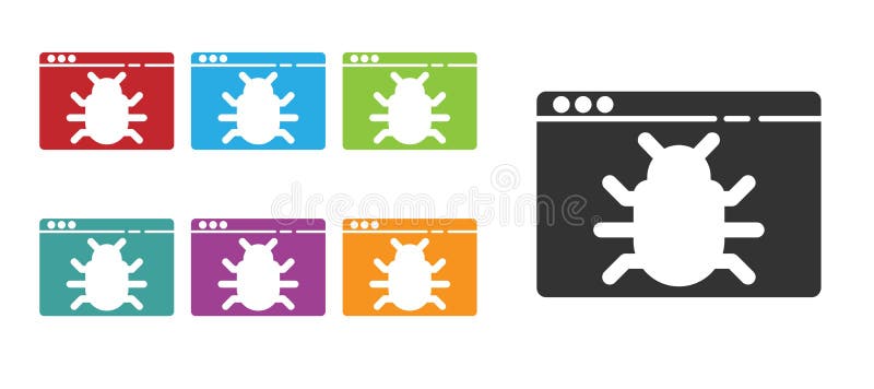 Black System Bug Concept Icon Isolated on White Background. Code Bug ...