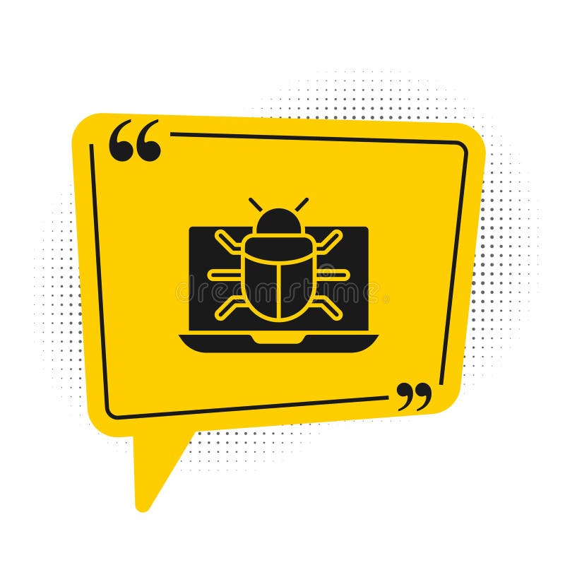 Black System Bug on Monitor Icon Isolated on White Background. Code Bug ...