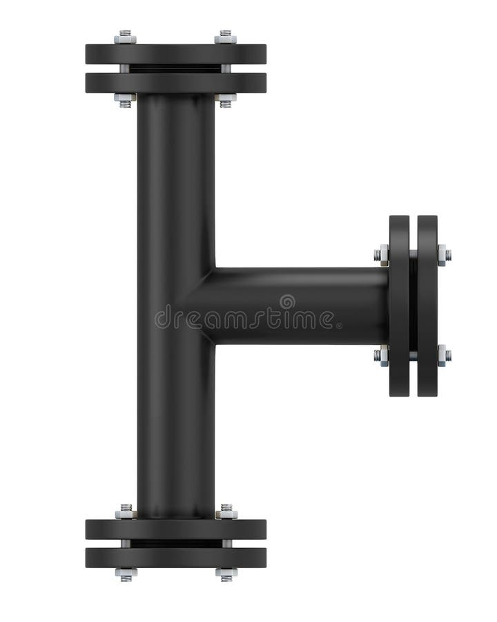 Black T-branch Gas Pipeline Element Close-up on a White Stock ...
