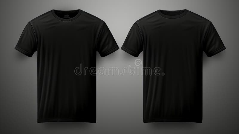 Black T Shirt Front and Back Mockup Template for Custom Design and ...