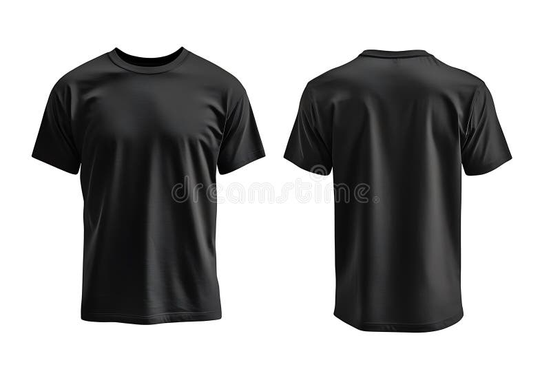 Black T-shirt Front and Back View Stock Illustration - Illustration of ...