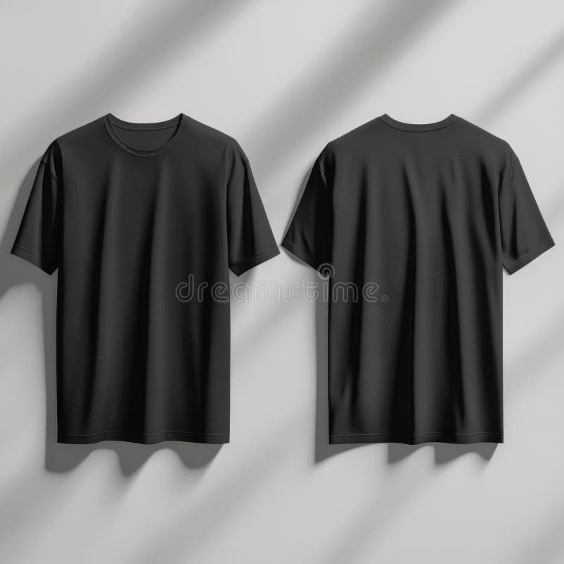 Black T-Shirt Mockup, Front and Back Views Stock Illustration ...