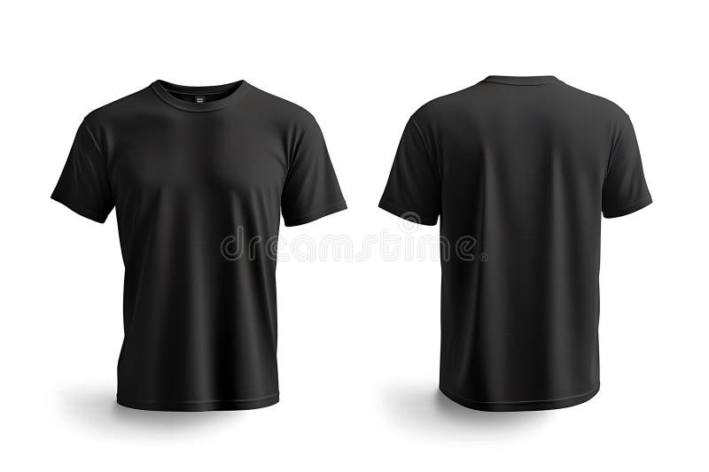 Black T-shirt Template, Front and Back Views Stock Illustration ...