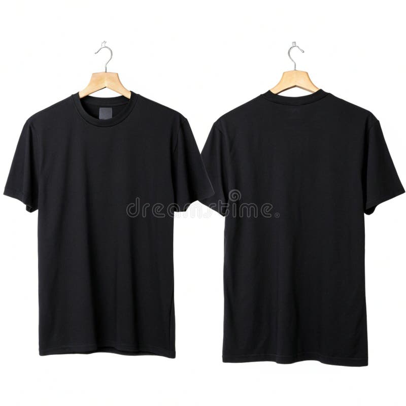 Black T-shirts Front and Back View Isolated on Transparent Background ...