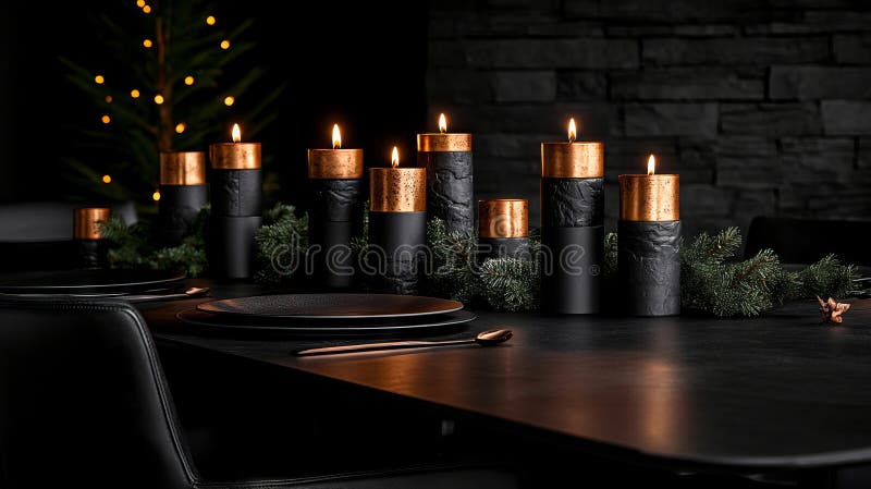 A Bunch of Candles with a Lit Candle in the Middle Stock Photo - Image ...