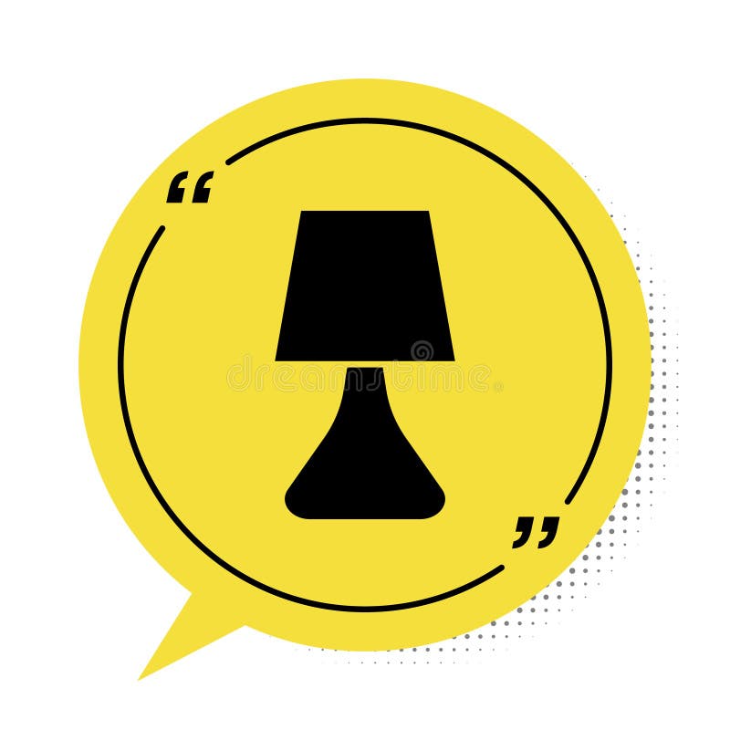 Black Table Lamp Icon Isolated on White Background. Desk Lamp. Yellow ...