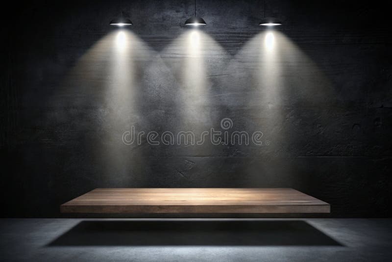 Black Table Platform with Spotlight for Product Placement Stock ...