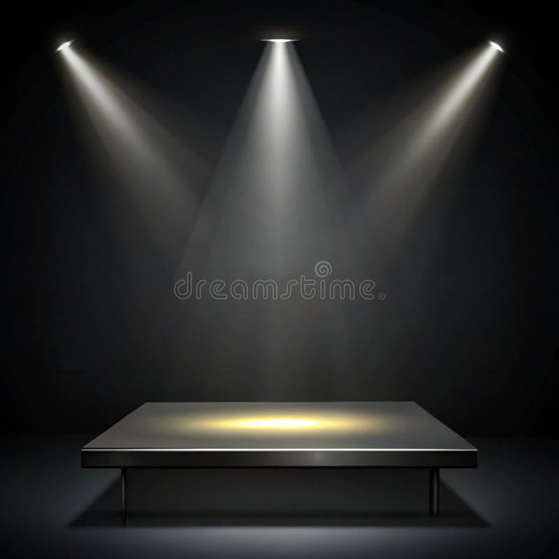 Black Table Platform with Spotlight for Product Placement Stock ...