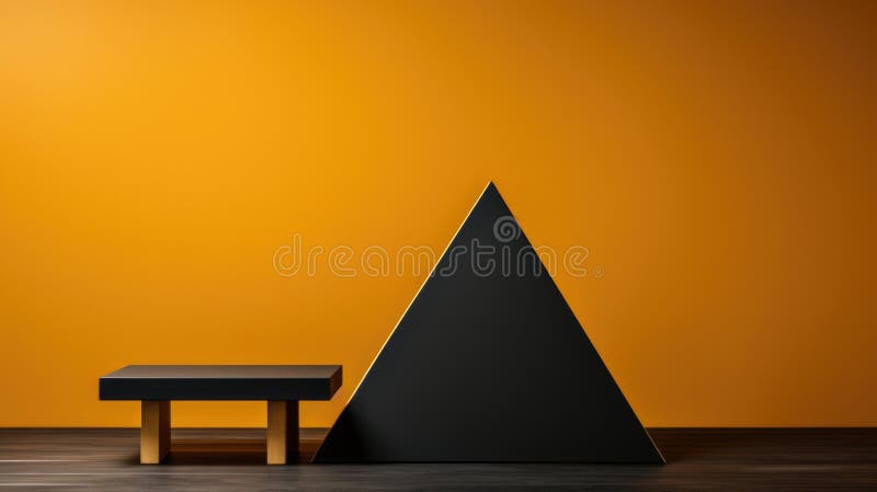 A Black Table Sitting Next To a Yellow Wall. Generative AI Image. Stock ...