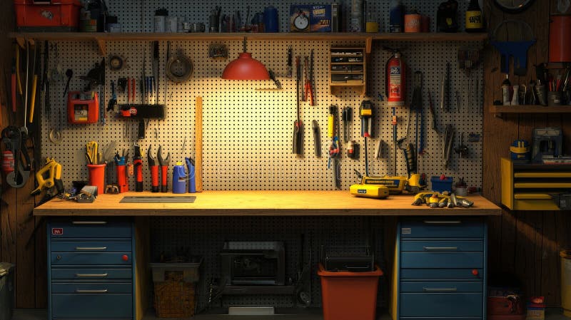 Black Table with Tools and a Garage Full of Tools Stock Photo - Image of vintage, work: 343804126