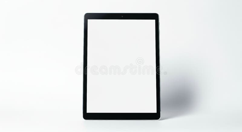 A Black Tablet with a Blank White Screen Stands Upright Against a Plain ...