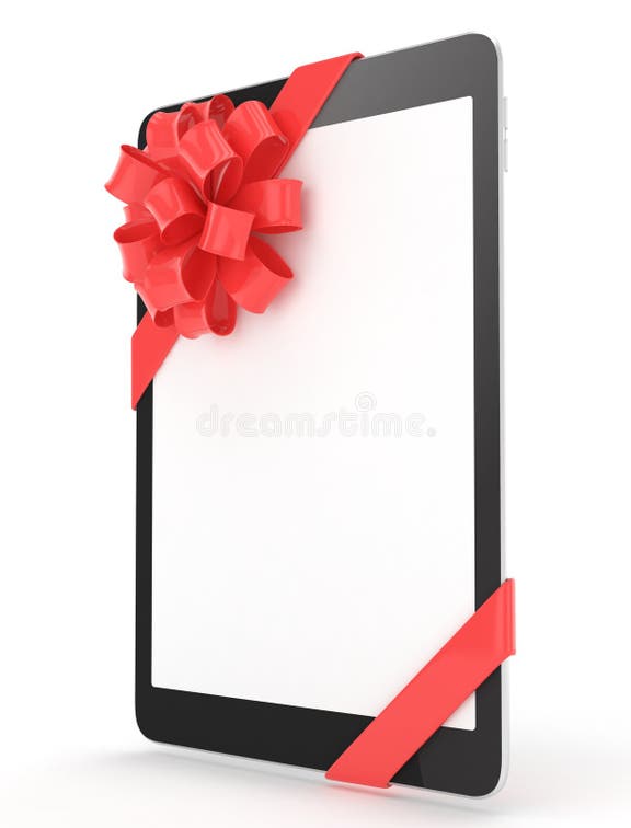 Black Tablet with Bow. 3D Rendering. Stock Illustration - Illustration ...