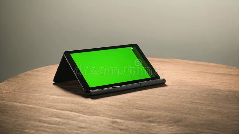 Tablet with Green Screen on Table Stock Footage - Video of composition ...