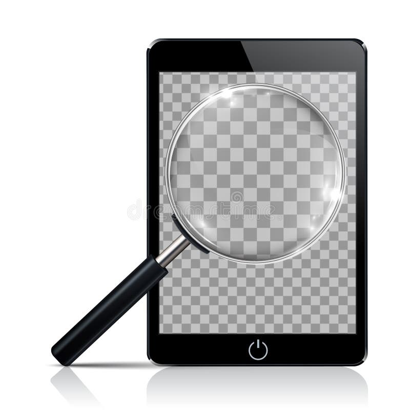 Black Tablet with Magnifying Glass - Vector Stock Illustration ...