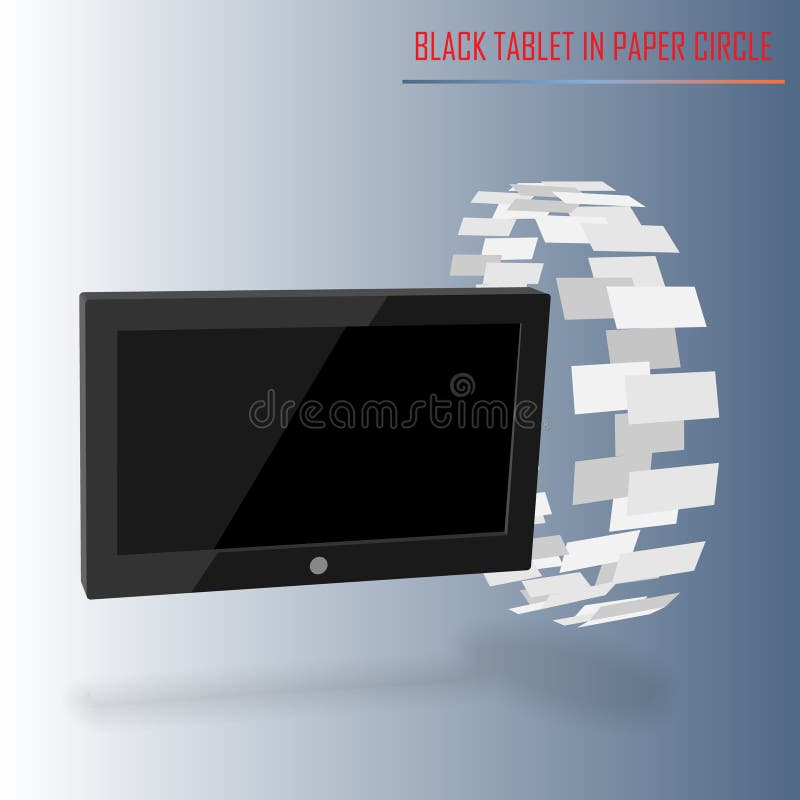 Black Tablet in Paper Circle Vector Stock Vector - Illustration of ...