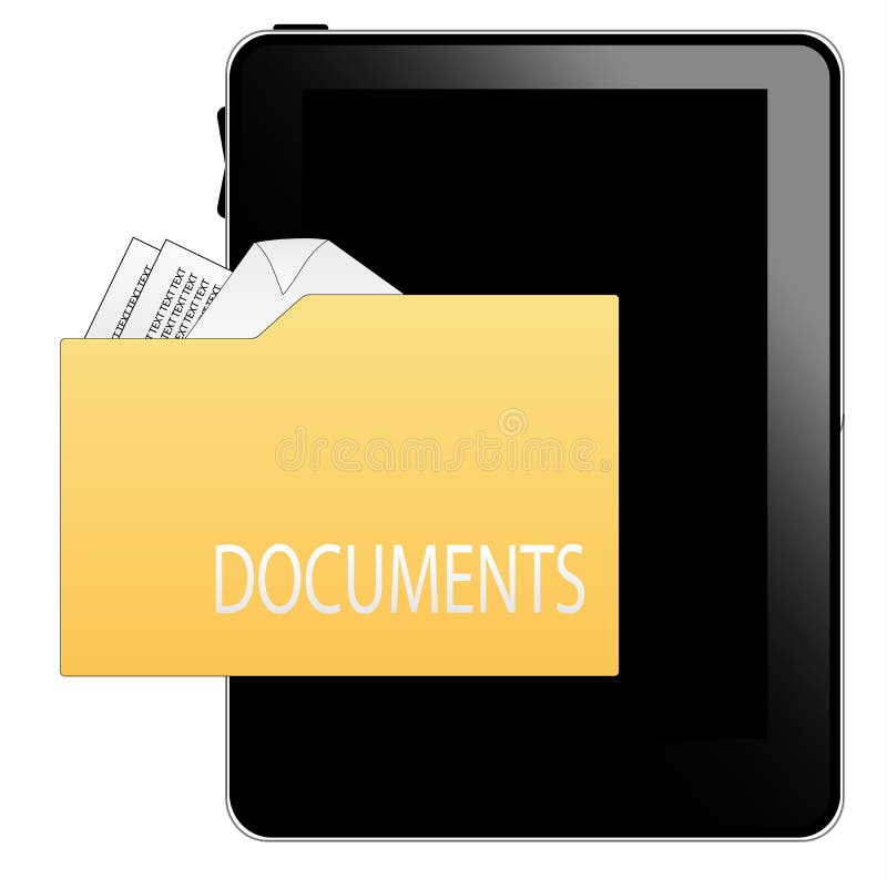 Black Tablet Pc with Documents Icon Stock Vector - Illustration of ...