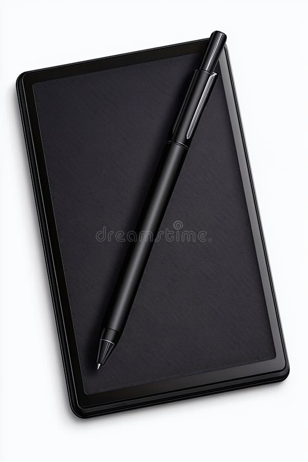 Black Tablet and Stylus on White Background Stock Illustration ...