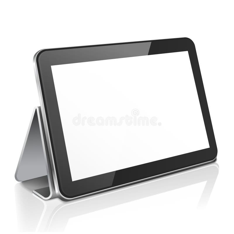 Black Tablet with White Display in Turn, View from the Side - Vector ...