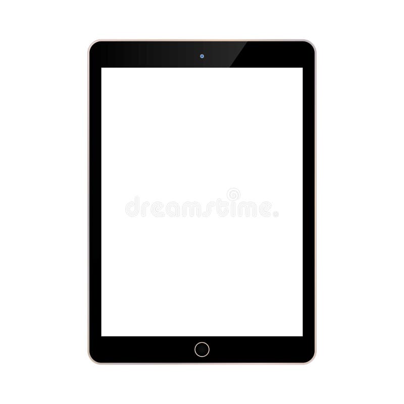 Black Tablet with Grey Screen on White Background. Tablet Flat Style ...