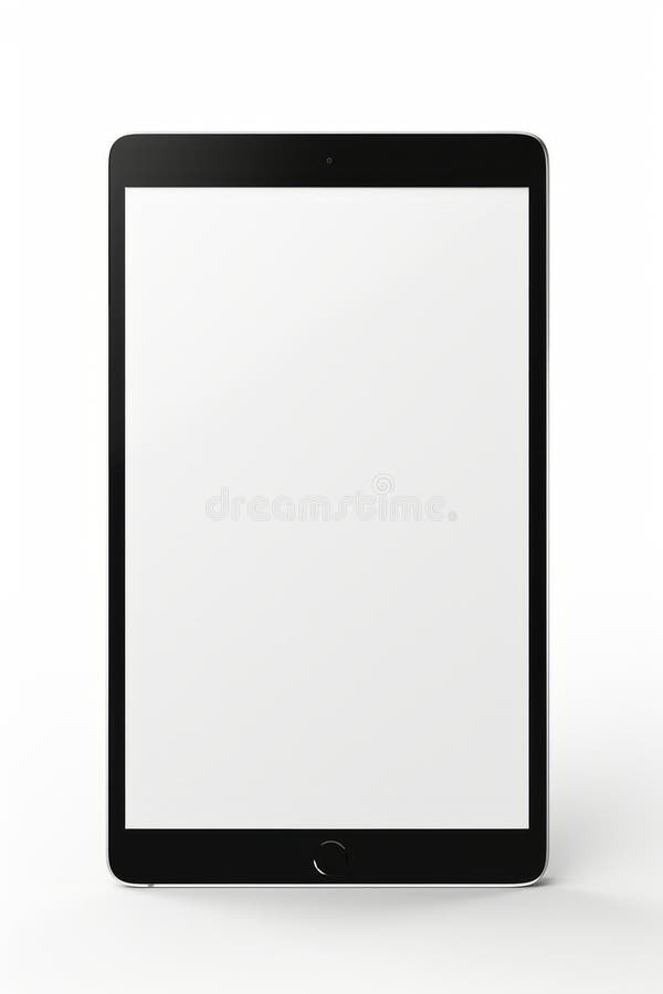 Black Tablet with White Screen on White Background with Shadow ...