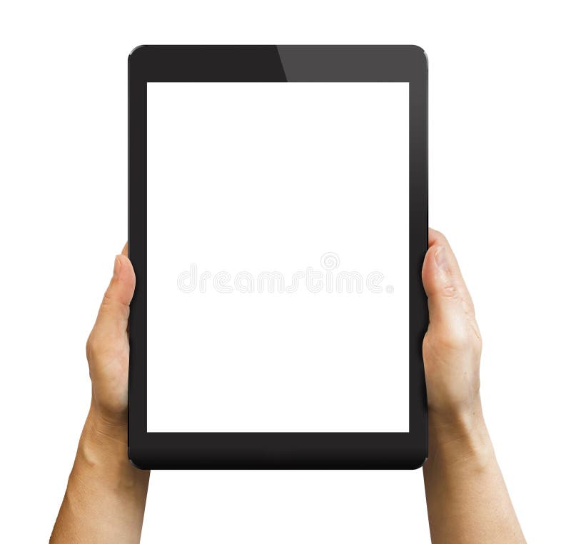 Black Tablet with an Empty Screen Isolated on a White Background Stock ...