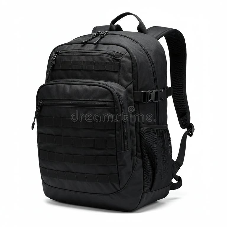 A Black Tactical Backpack Featuring Multiple Compartments and a Sleek ...