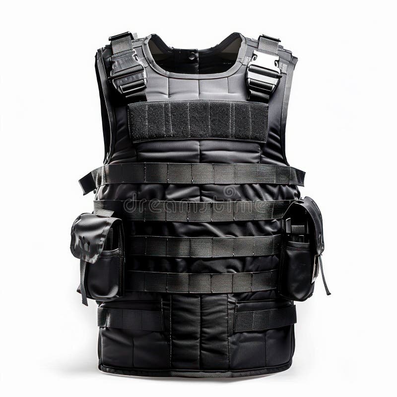 Black Tactical Vest with Pouches. Generative Ai Stock Illustration ...
