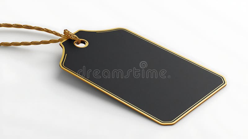A Black Tag with a Gold Chain Hanging from it Stock Image - Image of ...