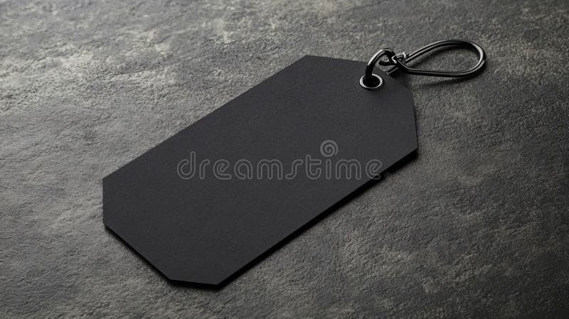 A Black Tag with a Metal Ring on a Black Surface Stock Image - Image of ...