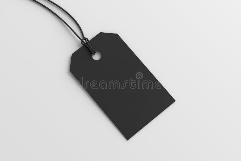 Black Tag Mockup on White Background. Side View Stock Illustration ...