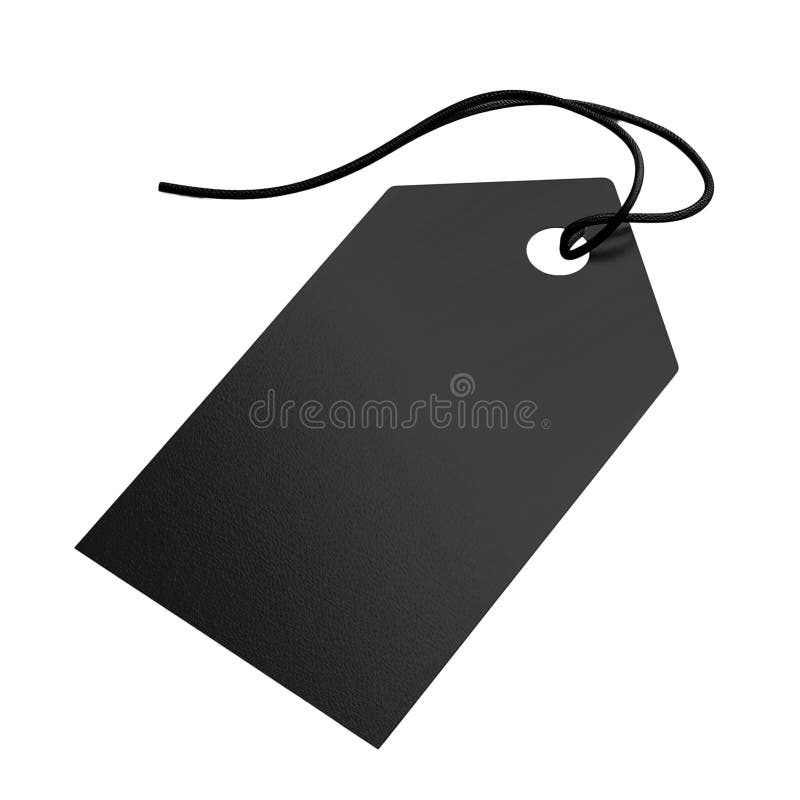 A Black Tag with a String Isolated on a White Background Stock ...